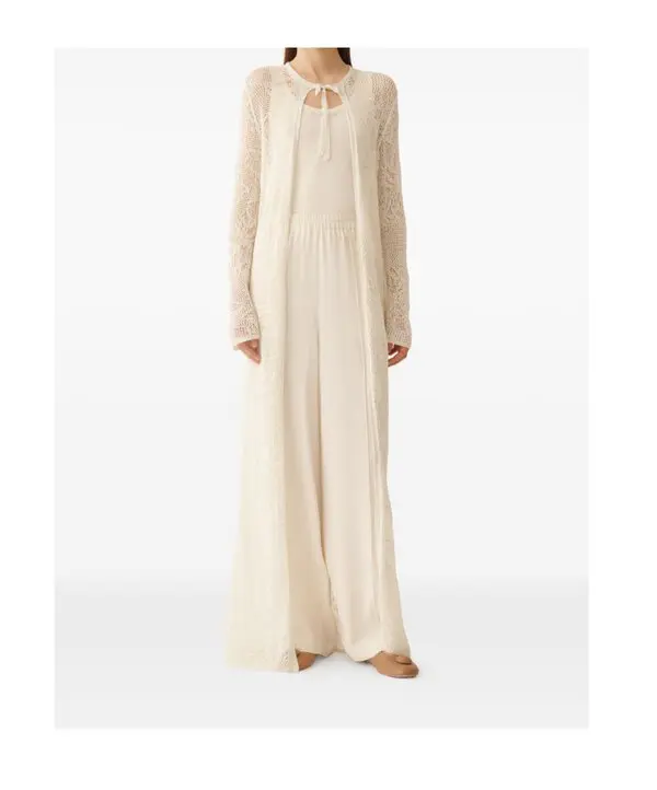 Fabiana Filippi Long-sleeved Cardigan With Front Tie - White