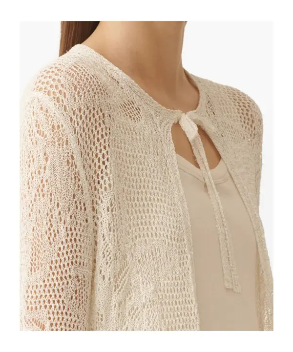 Fabiana Filippi Long-sleeved Cardigan With Front Tie - White