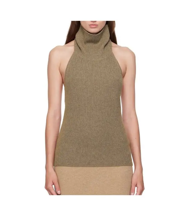 LISA YANG Maddie Turtleneck Halter Top With Open Back