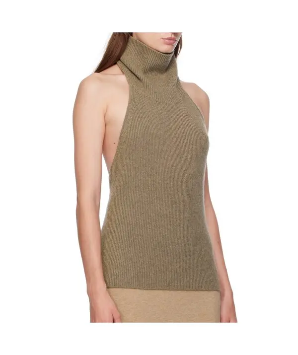 LISA YANG Maddie Turtleneck Halter Top With Open Back