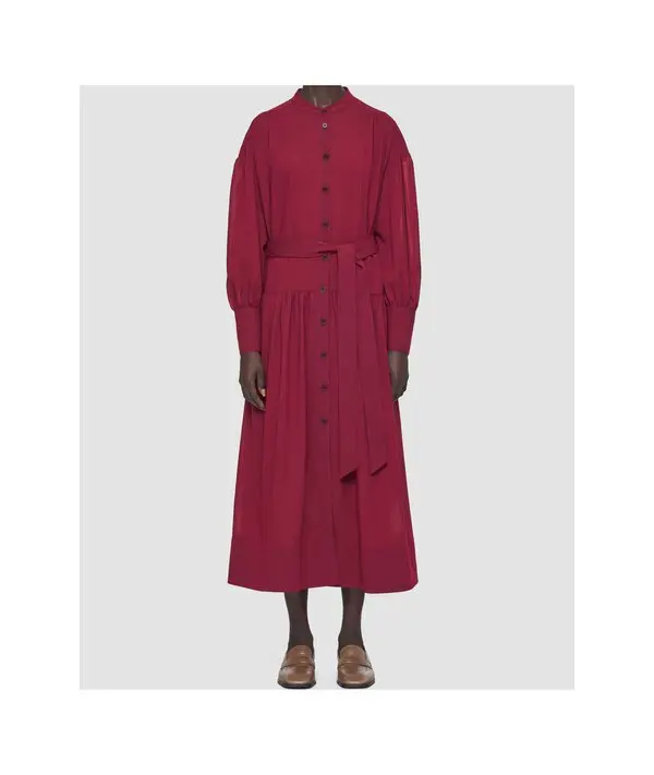 JOSEPH Emma Belted Wool-blend Crepe Midi Dress