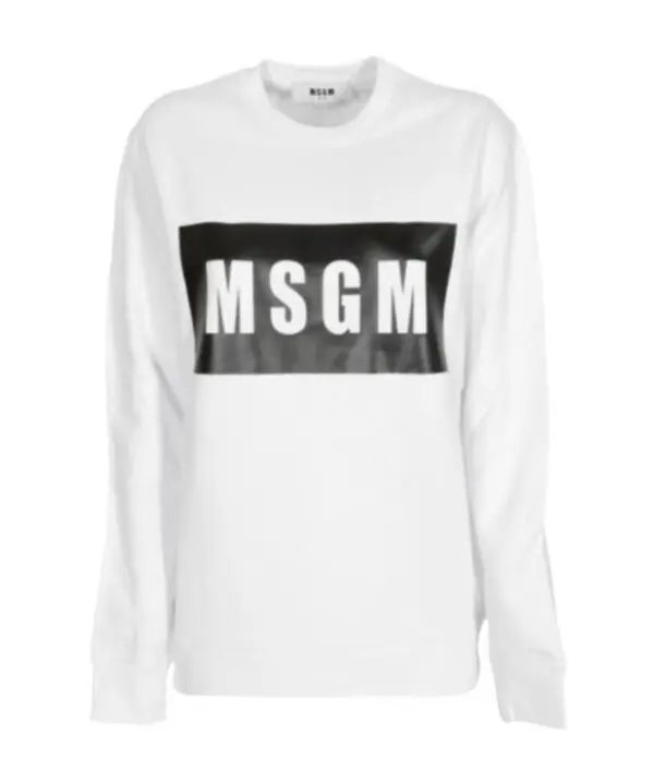 MSGM Logo Print Cotton Sweatshirt - White
