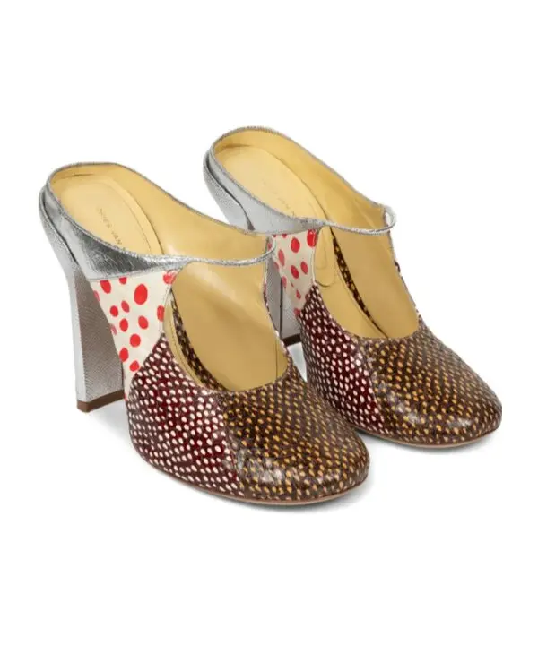 Dries Van Noten Printed Patchwork Heeled Mules