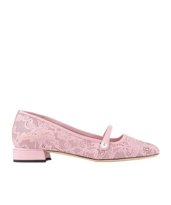 JIMMY CHOO Elisa Perforated Ballerina Pumps - Rose