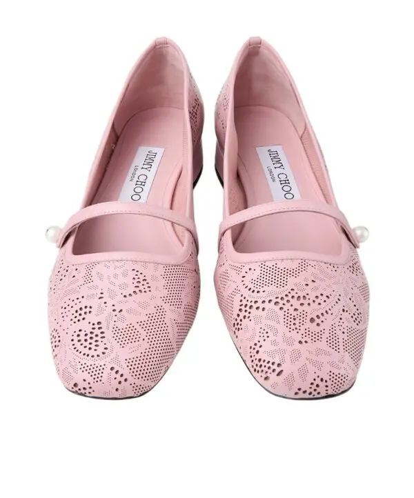 JIMMY CHOO Elisa Perforated Ballerina Pumps - Rose