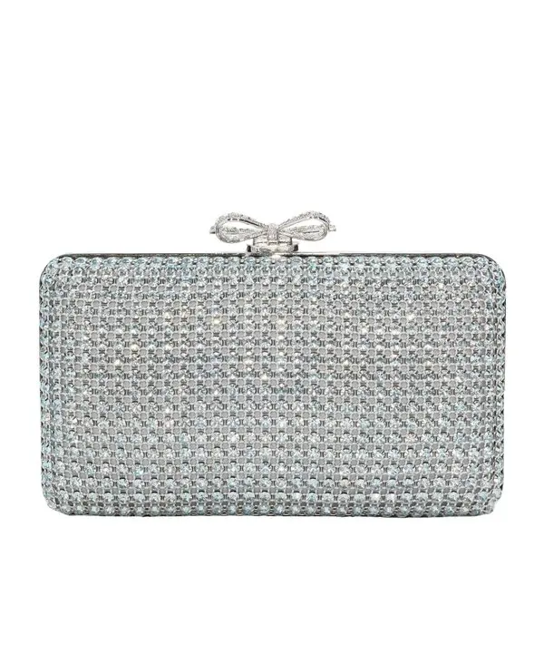 SELF-PORTRAIT Crystal Embellished Clutch Bag - Blue