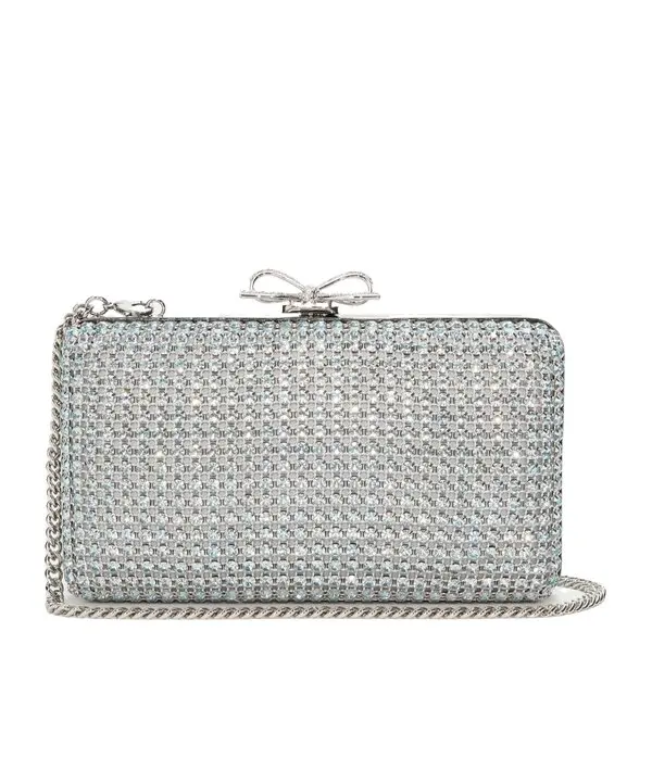 SELF-PORTRAIT Crystal Embellished Clutch Bag - Blue