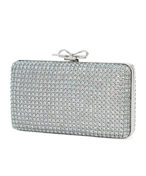 SELF-PORTRAIT Crystal Embellished Clutch Bag - Blue