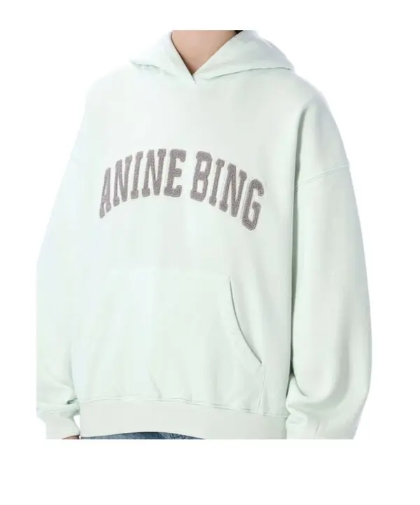 ANINE BING Harvey Logo Hoodie - Spring Mint