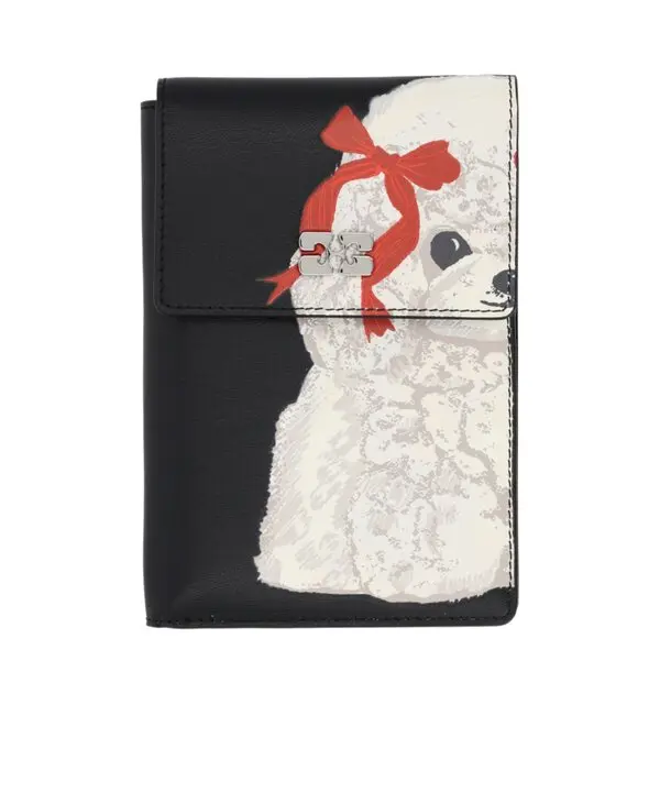 GANNI Dog Print Flap Wallets - White