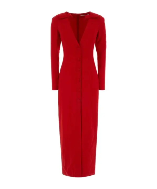 Alessandra Rich V-neck Button-front Long Sleeve Dress