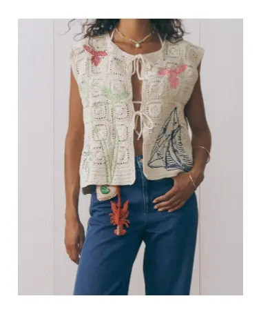 Maison Labiche Piver Crochet Embroidered Gilet