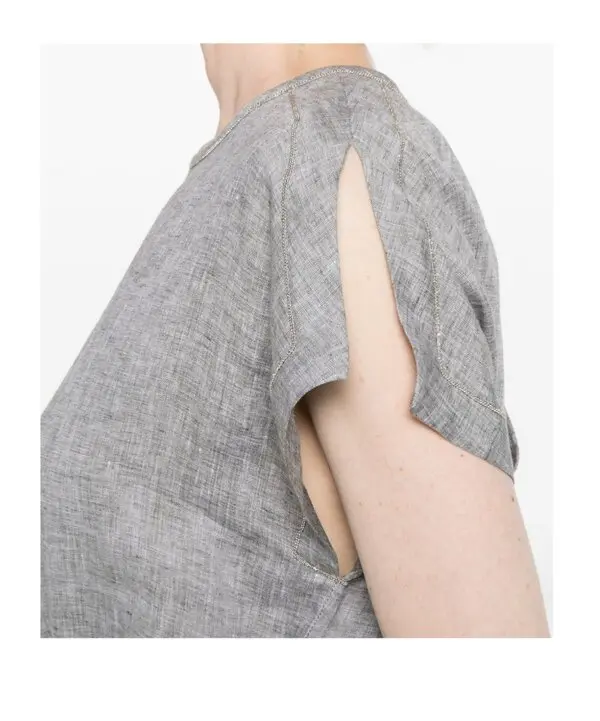 Peserico Tie-waist Midi Dress With Short Sleeves - Gray