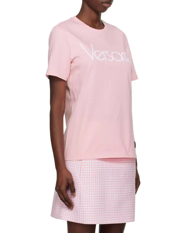 Versace Logo Embroidered Crewneck T-shirt