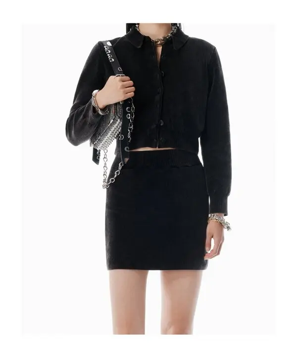 Alexander Wang Chenille Knitted Mini Skirt - Black