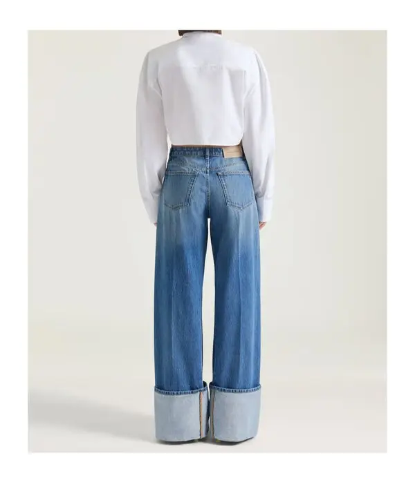 Givenchy Wide-leg Cuffed Jeans - Medium Blue