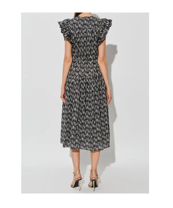 Ulla Johnson Kairi Ruffled Print Midi Dress - Black