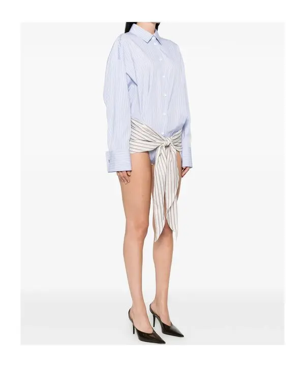 Attico Striped Mini Shirt Dress - Blue