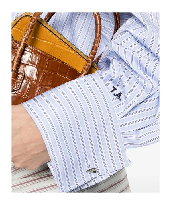Attico Striped Mini Shirt Dress - Blue