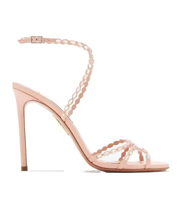 AQUAZZURA Embellished Stiletto Heeled Sandals - Nude
