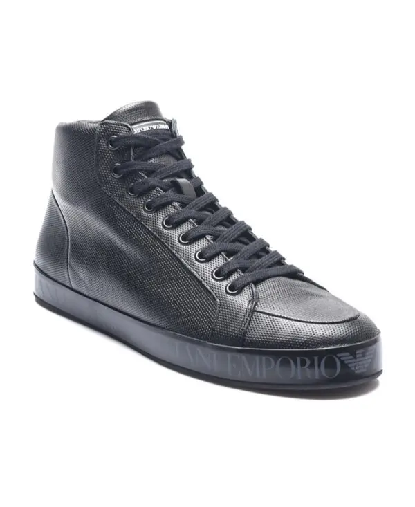 Emporio Armani High-Top Casual Lace-Up Shoes With Zip Detail