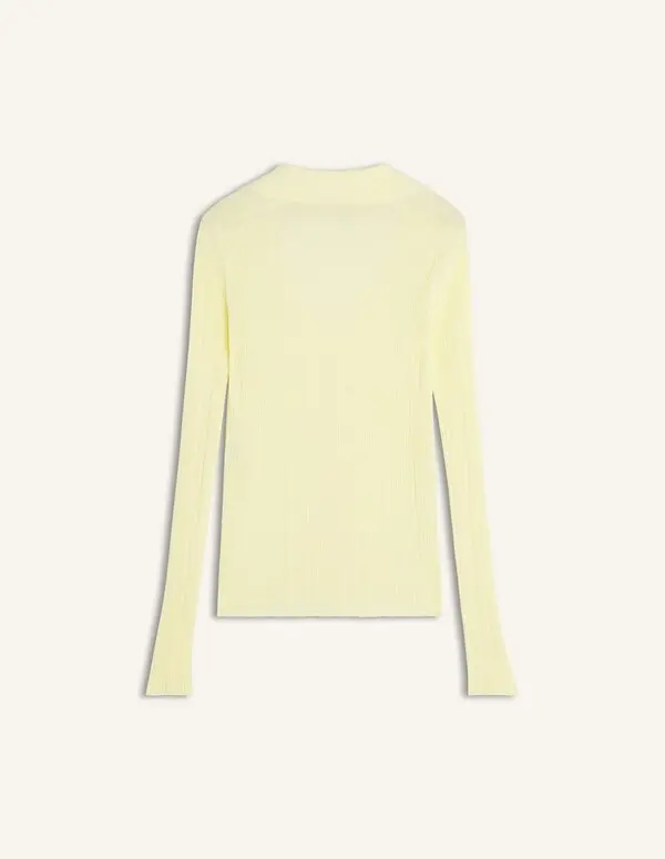 Maison Kitsuné Button-up Ribbed Cardigan With Collared Neck - Light Yellow