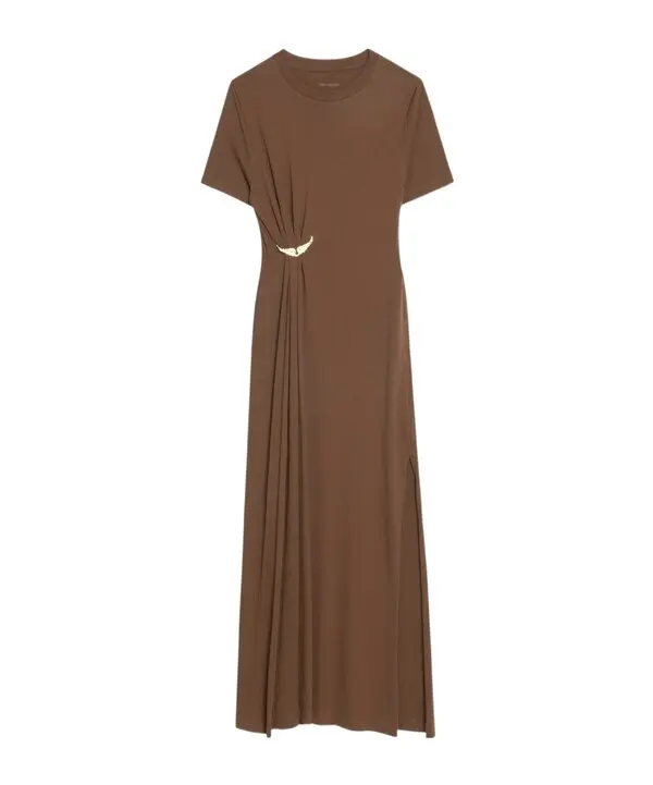 Zadig&Voltaire Short Sleeve Maxi Dress With Wing Embellishment