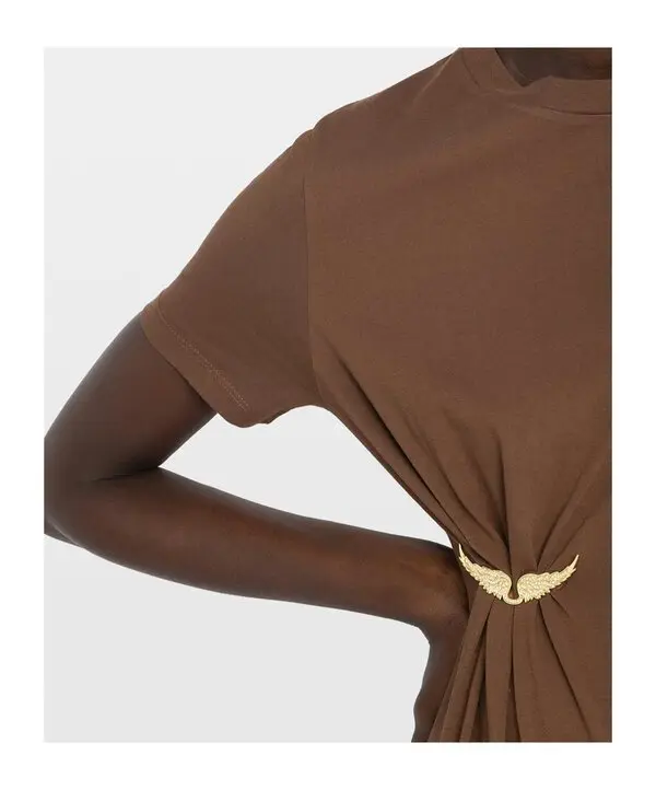 Zadig&Voltaire Short Sleeve Maxi Dress With Wing Embellishment