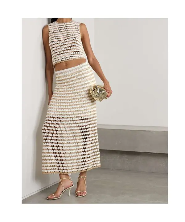 Zimmermann Striped Crochet Midi Skirt