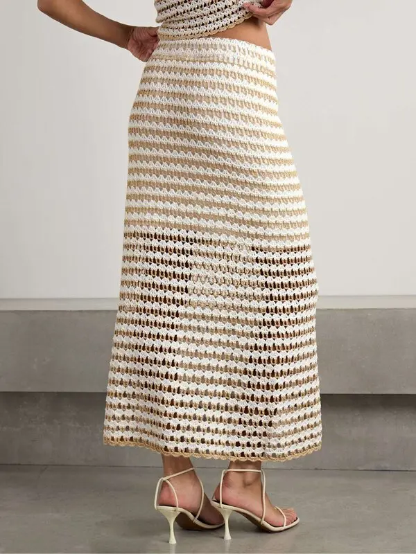 Zimmermann Striped Crochet Midi Skirt