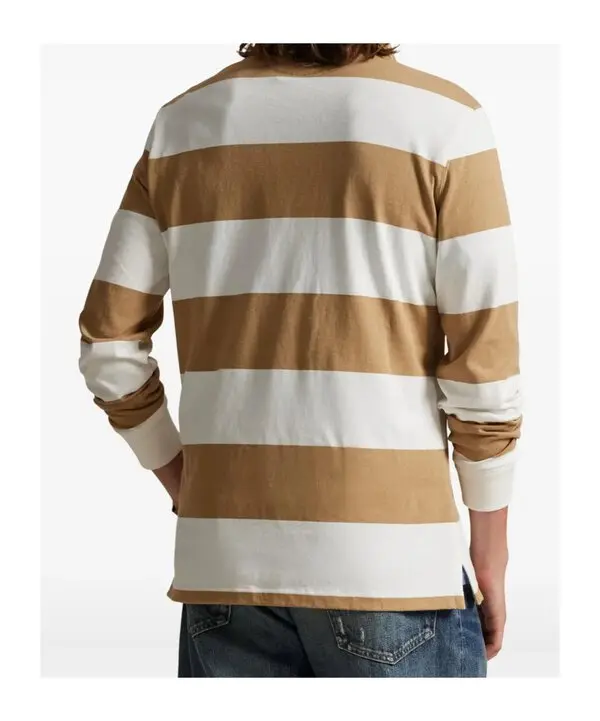 Polo Ralph Lauren Striped Collared Rugby Polo Shirt - White