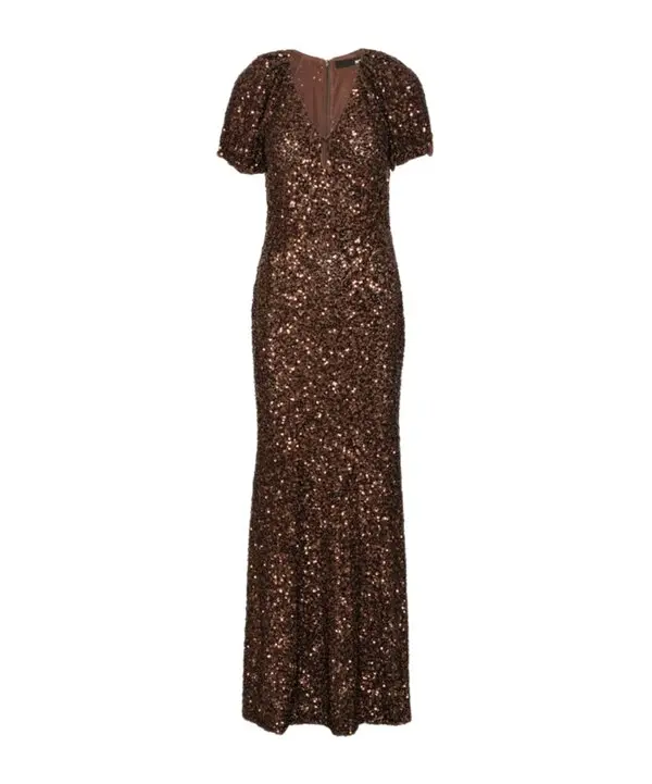 ROTATE BY BIRGER CHRISTENSEN Sequined V-neck Maxi Dress