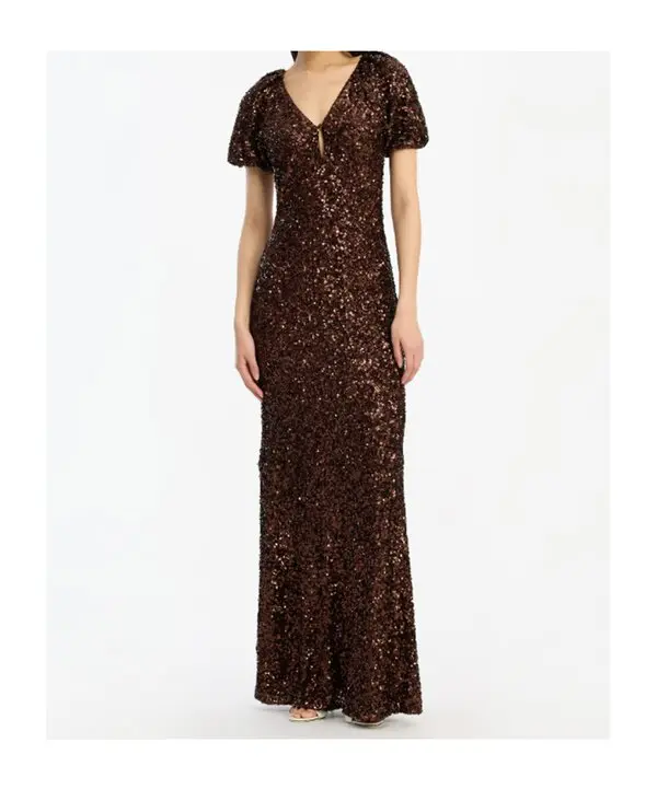 ROTATE BY BIRGER CHRISTENSEN Sequined V-neck Maxi Dress