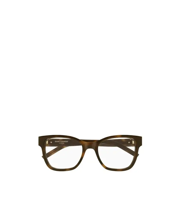 Saint Laurent Logo Plaque Full-rim Eyeglasses - Brown