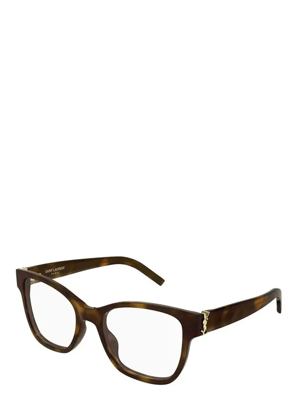 Saint Laurent Logo Plaque Full-rim Eyeglasses - Brown