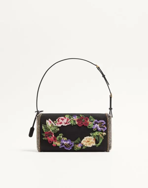 Valentino Garavani Embroidered Shoulder Bag - Black/multicolor