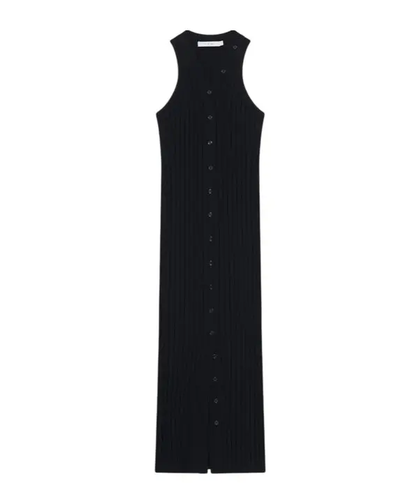 IRO PARIS Sleeveless V-neck Button-front Ribbed Dress