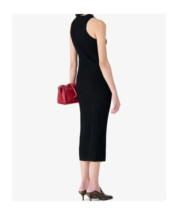 IRO PARIS Sleeveless V-neck Button-front Ribbed Dress
