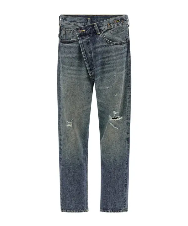 R13 Distressed Crossover Jeans - Blue