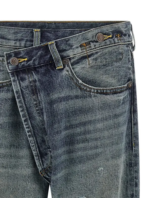 R13 Distressed Crossover Jeans - Blue