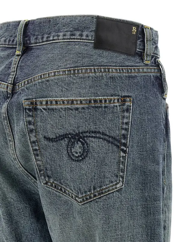 R13 Distressed Crossover Jeans - Blue