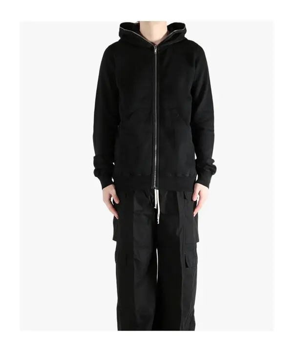 Rick Owens Full Zip Hooded Sweatshirt - Black