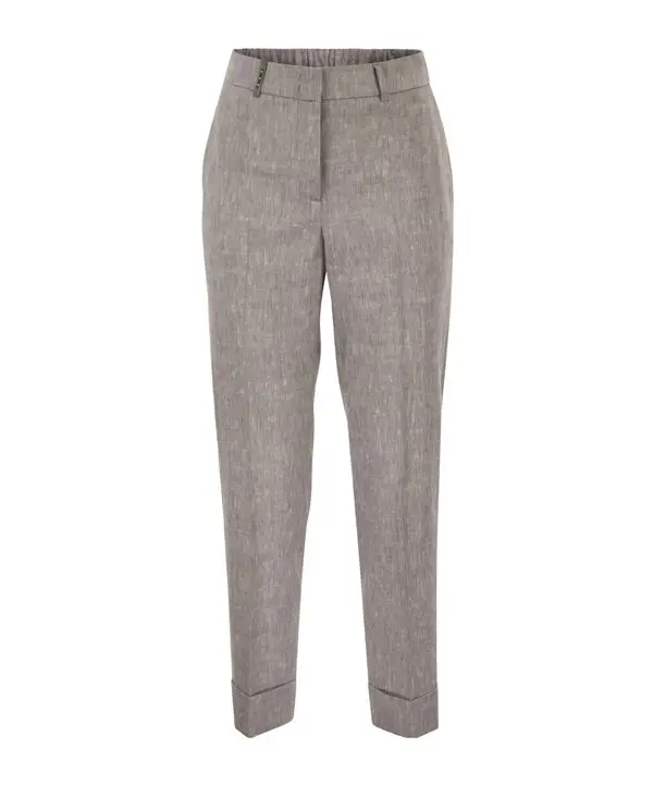 Peserico Straight-leg Cuffed Pants - Gray