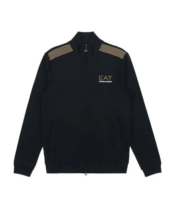 EA7 Casual Jacket With Stand Collar And Striped Detailing