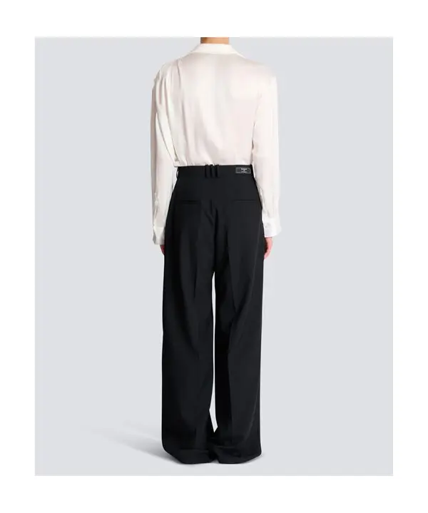 Balmain Pleated Wide-leg Trousers - Black