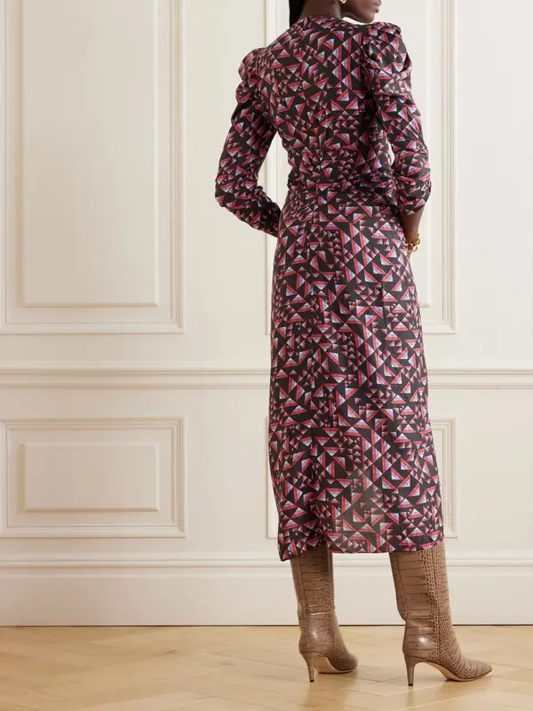 Isabel Marant Étoile Geometric Print Puff Sleeve Dress