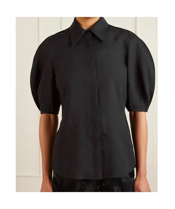 Gabriela Hearst Sansi Linen Puff Sleeve Shirt