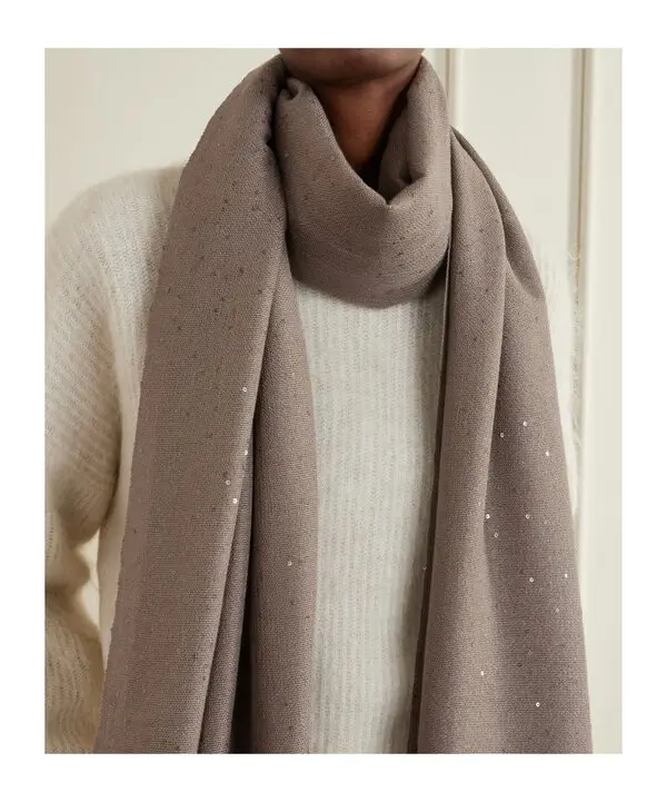Brunello Cucinelli Sequined Scarf - Gray