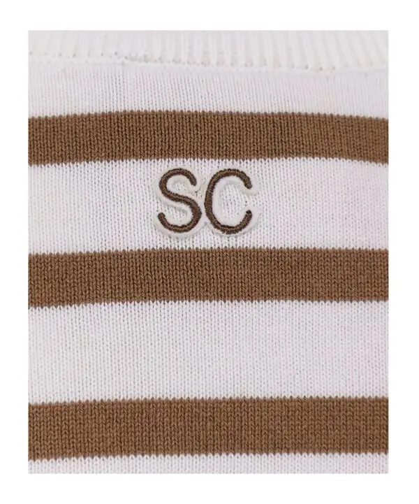 SEMICOUTURE Aurora Striped Sweater - White/brown