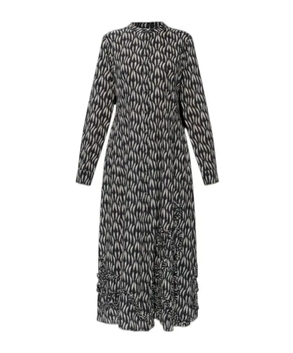 Ulla Johnson Laurentine Ruffled Print Midi Dress - Black